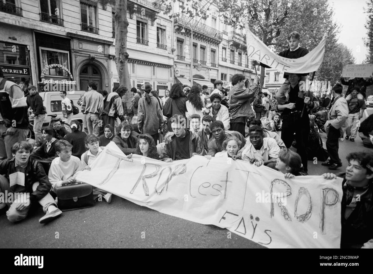Archives 90ies: Pupils protest against violences at school, Lyon ...