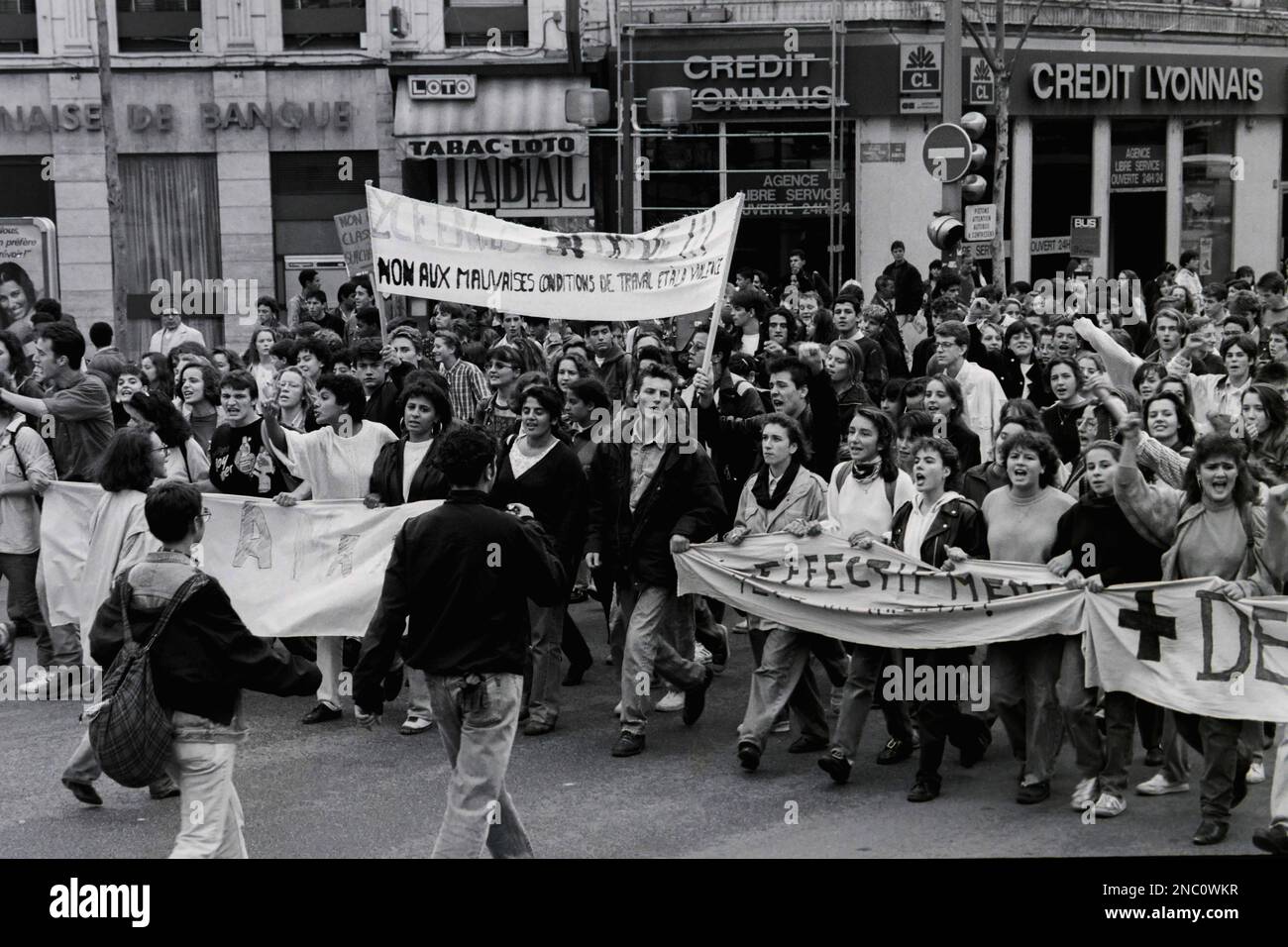 Archives 90ies: Pupils protest against violences at school, Lyon ...