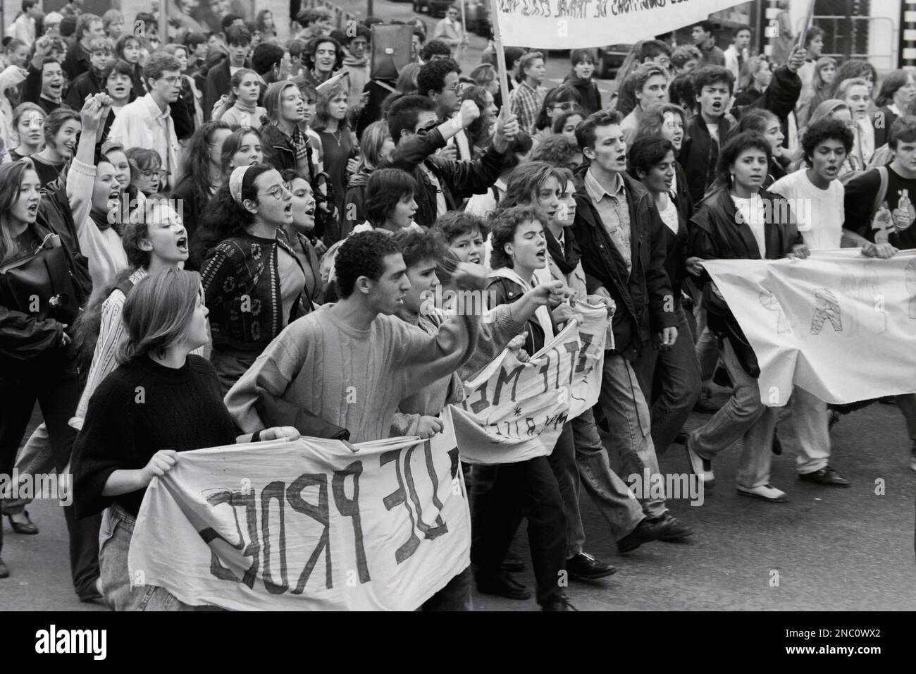 Archives 90ies: Pupils protest against violences at school, Lyon ...