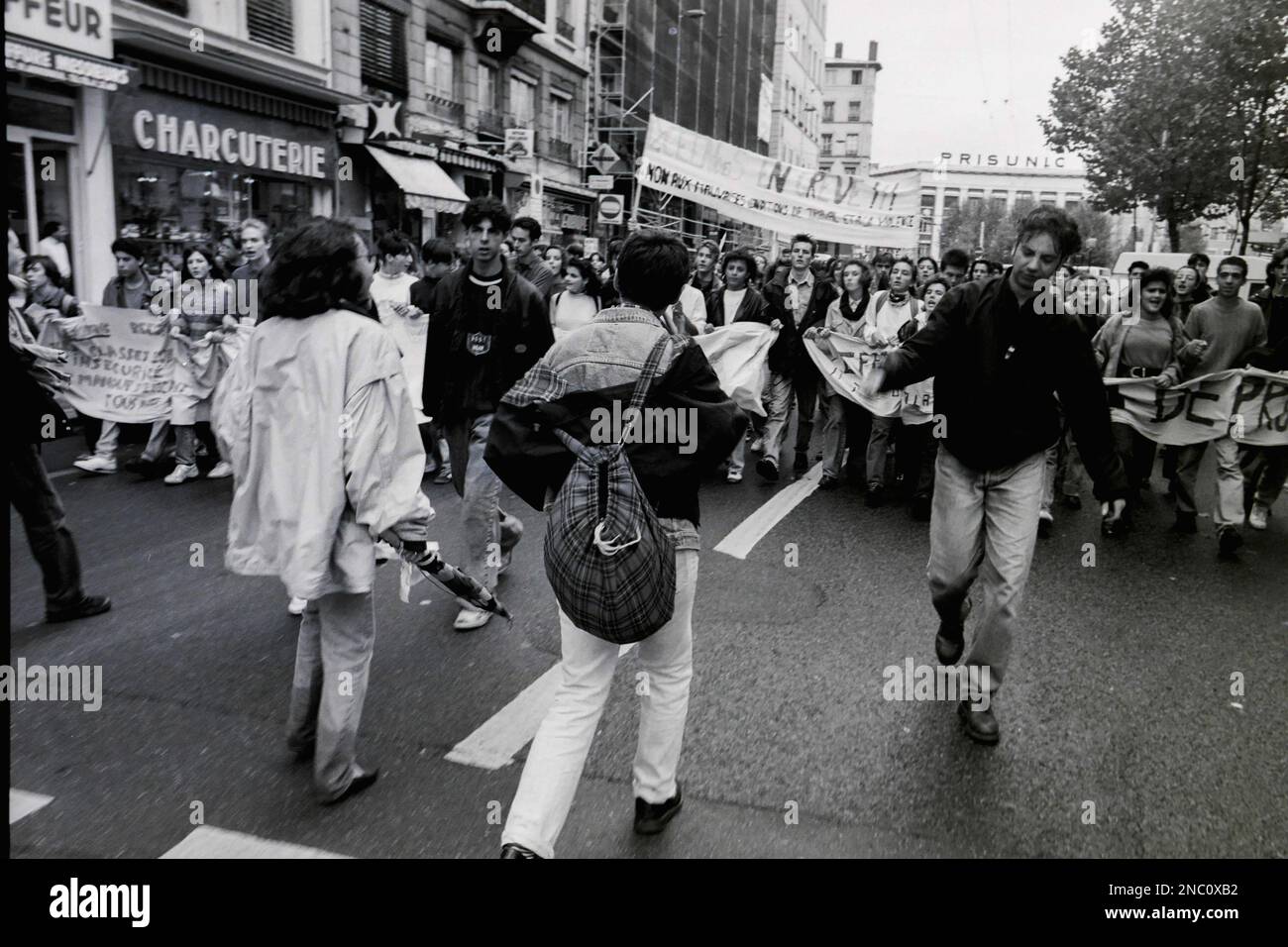 Archives 90ies: Pupils protest against violences at school, Lyon ...