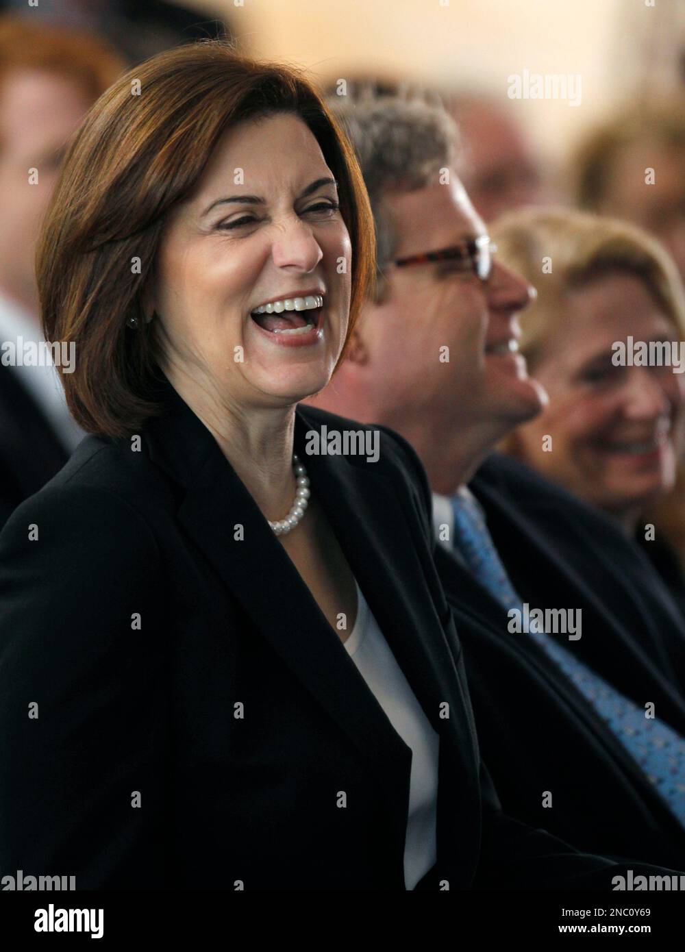 Victoria Reggie Kennedy, widow of Sen. Edward M. Kennedy, left, reacts along with the late ...