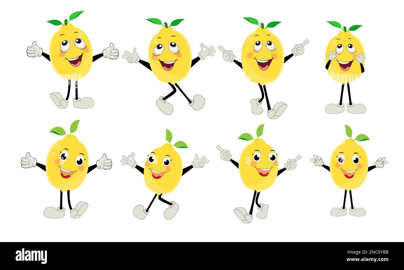 Lemon character design. Vector Illustration Flat Lemon Cute Character ...
