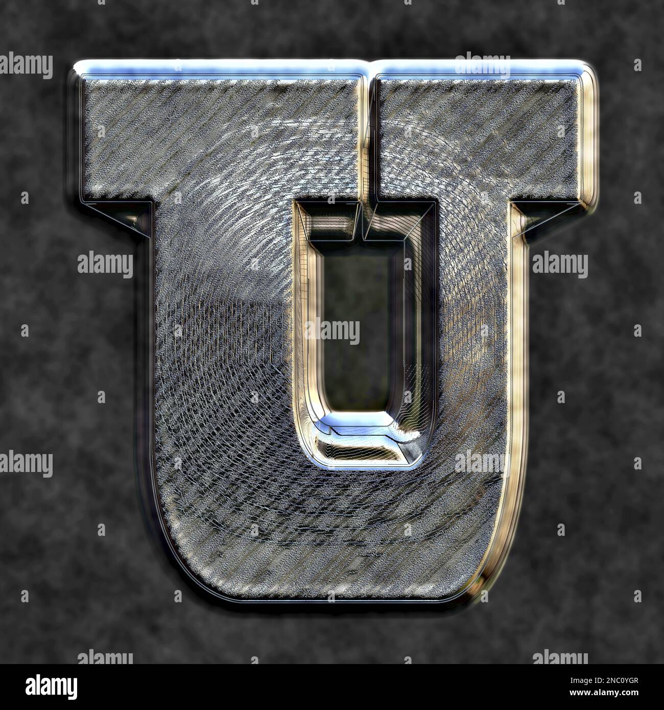 Capital letter U in 3D, glossy burnished metal Stock Photo - Alamy