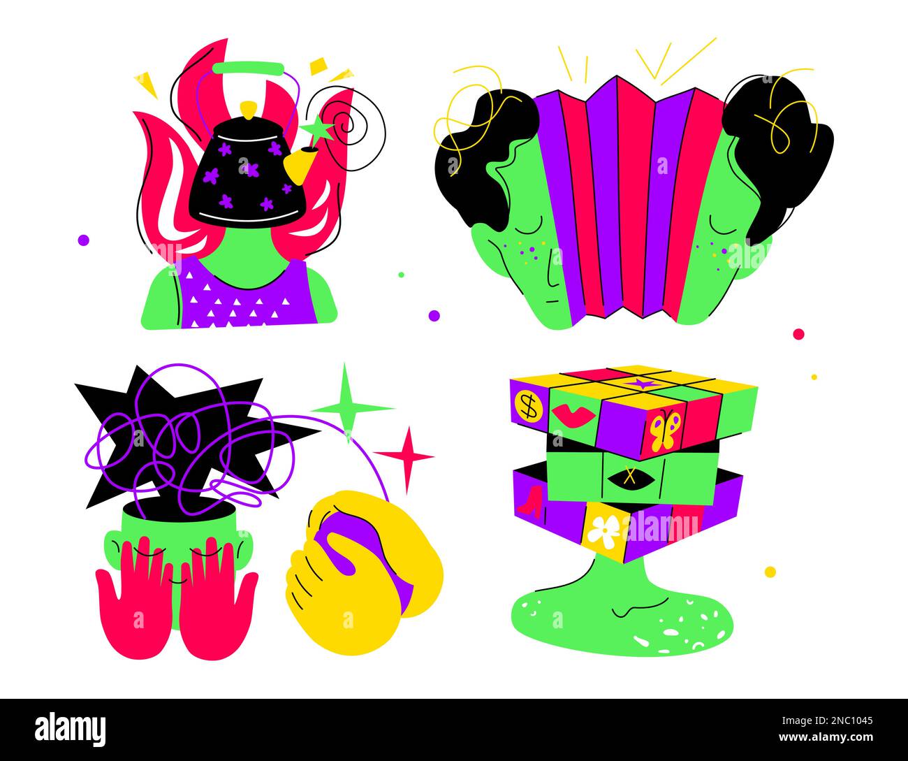 Emotional problems - flat design style illustration set Stock Vector ...