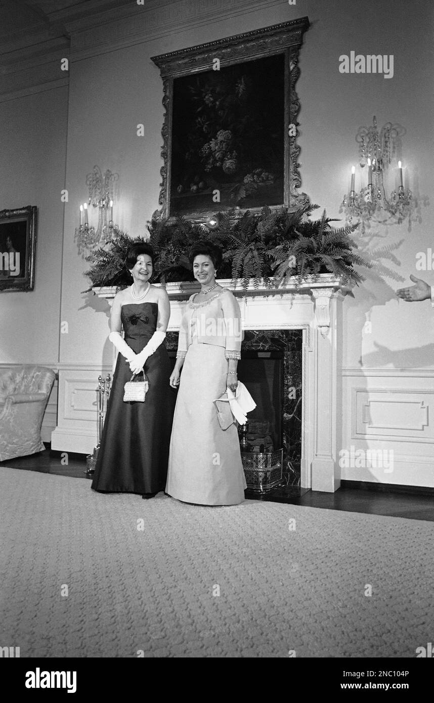 Mrs. Lady Bird Johnson shown with her royal dinner guest Princess ...