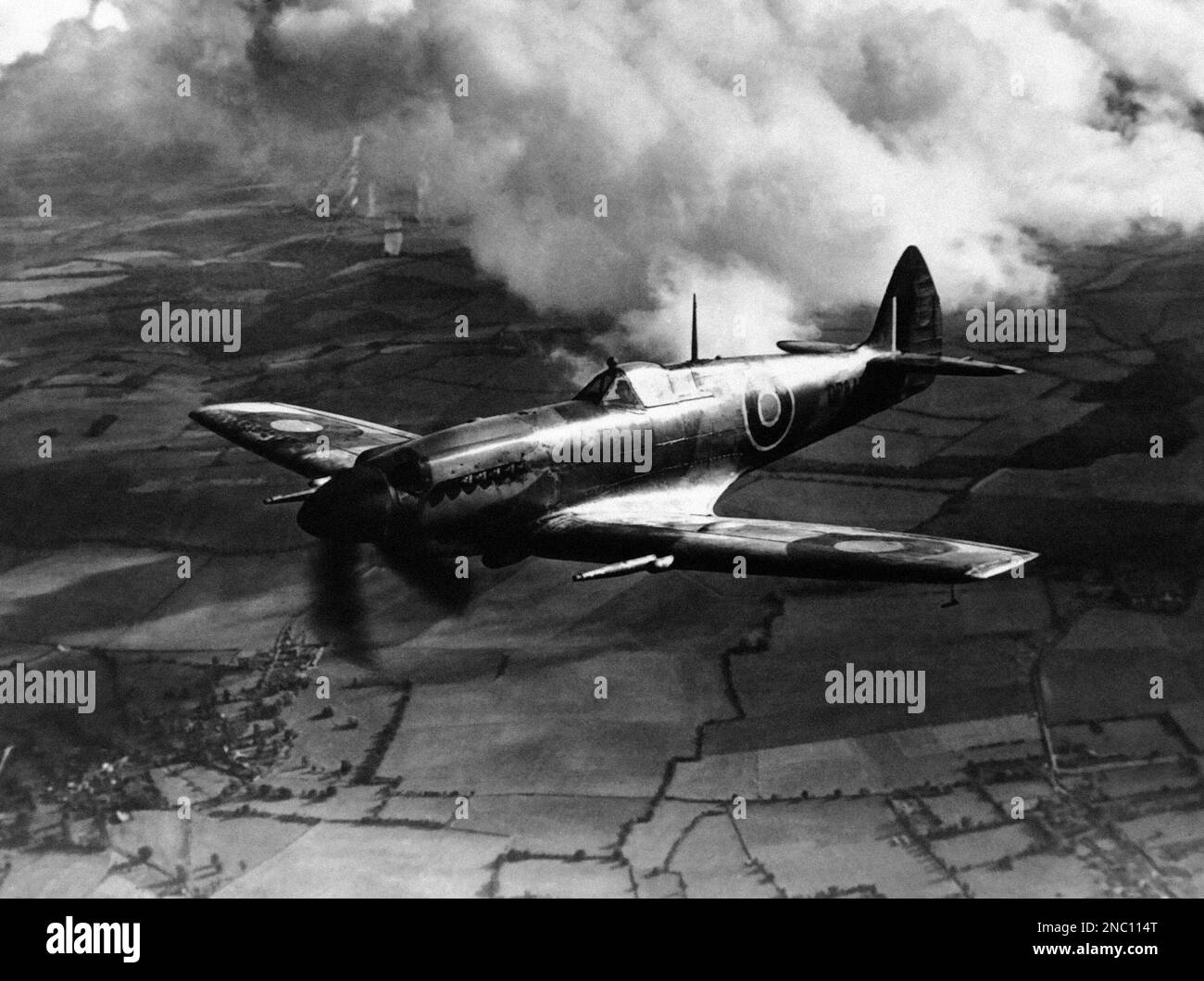 The latest Spitfire Mark XII, with Rolls Royce Griffon engine, on a ...
