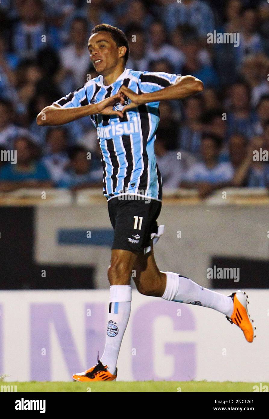 Brazil's Gremio's Lucio celebrates after scoring during a Copa ...