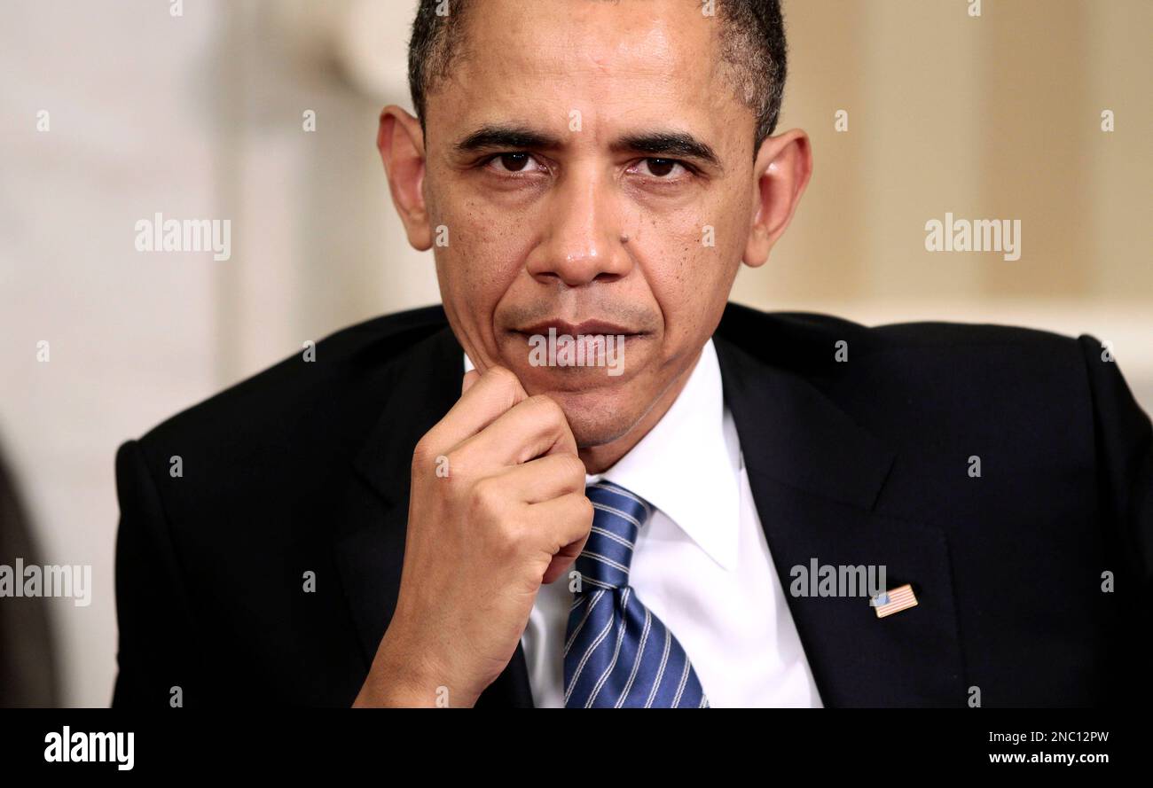 President Barack Obama is seen in the Oval Office of the White House in ...