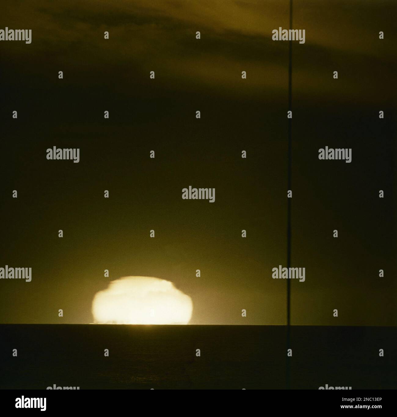 The A-bomb explosion over the island of Mururoa, on July 2, 1966, it ...