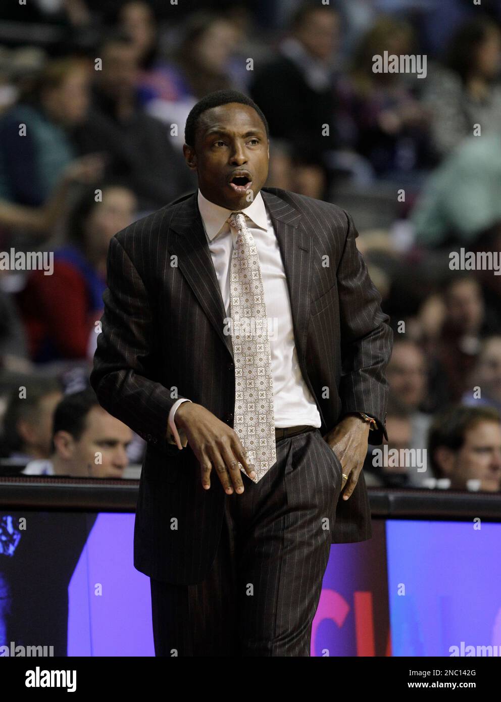 New Jersey Nets head coach Avery Johnson coaches against the Detroit ...