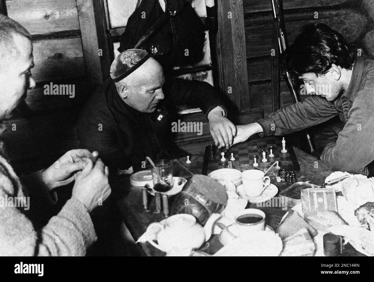 Nikolai Krylenko, the Soviet Public Prosecutor playing chess with a ...