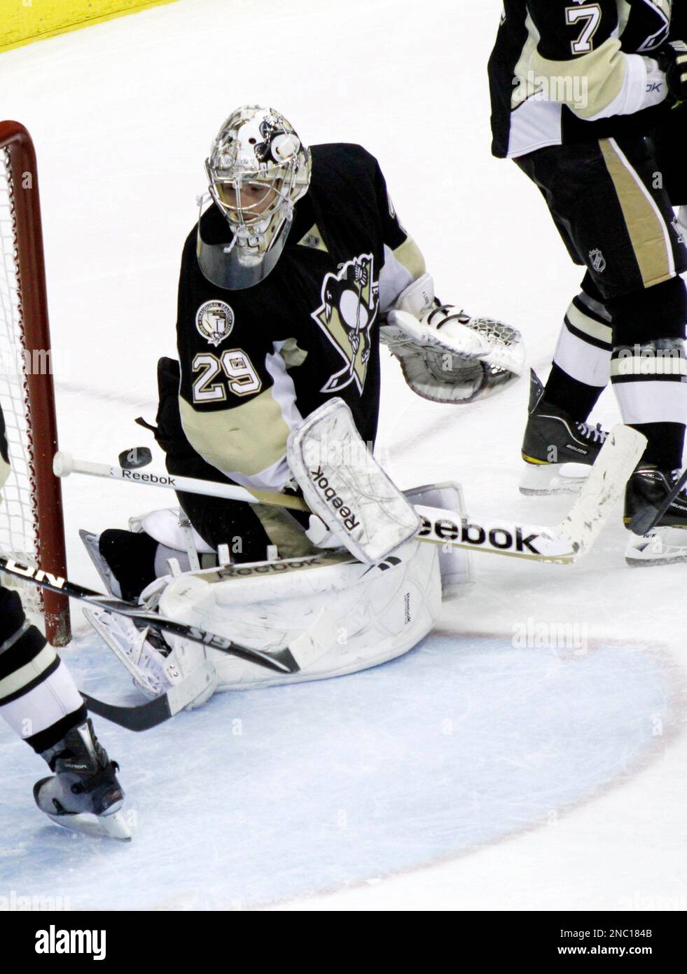 Pittsburgh Penguins goalie Marc-Andre Fleury (29) plays in the NHL ...