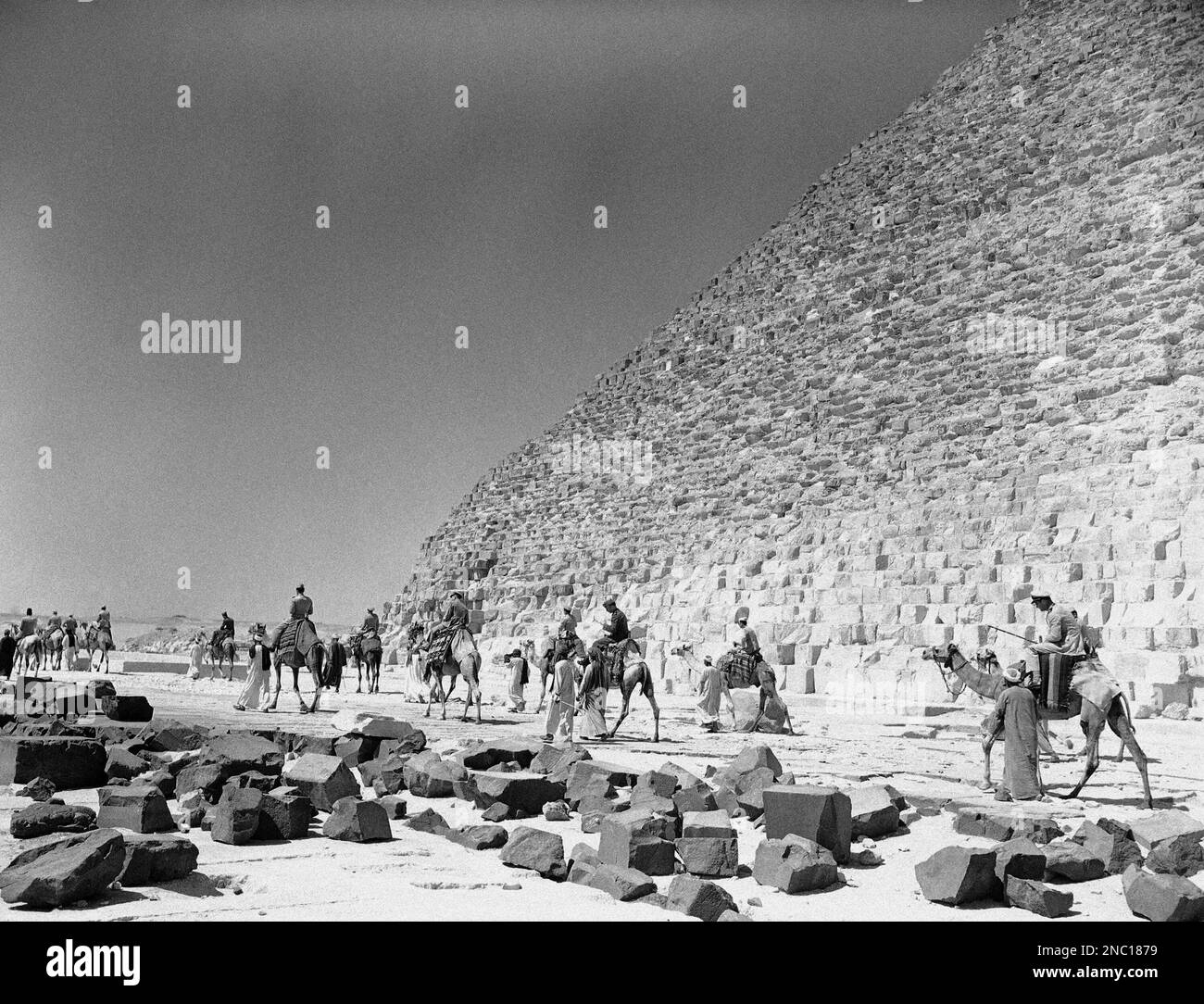 Sailors and officers on their way to the Pyramids and Sphinx in Egypt ...