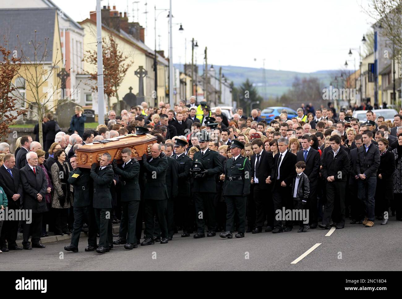 The coffin of Police Service of Northern Ireland officer Ronan Kerr ...