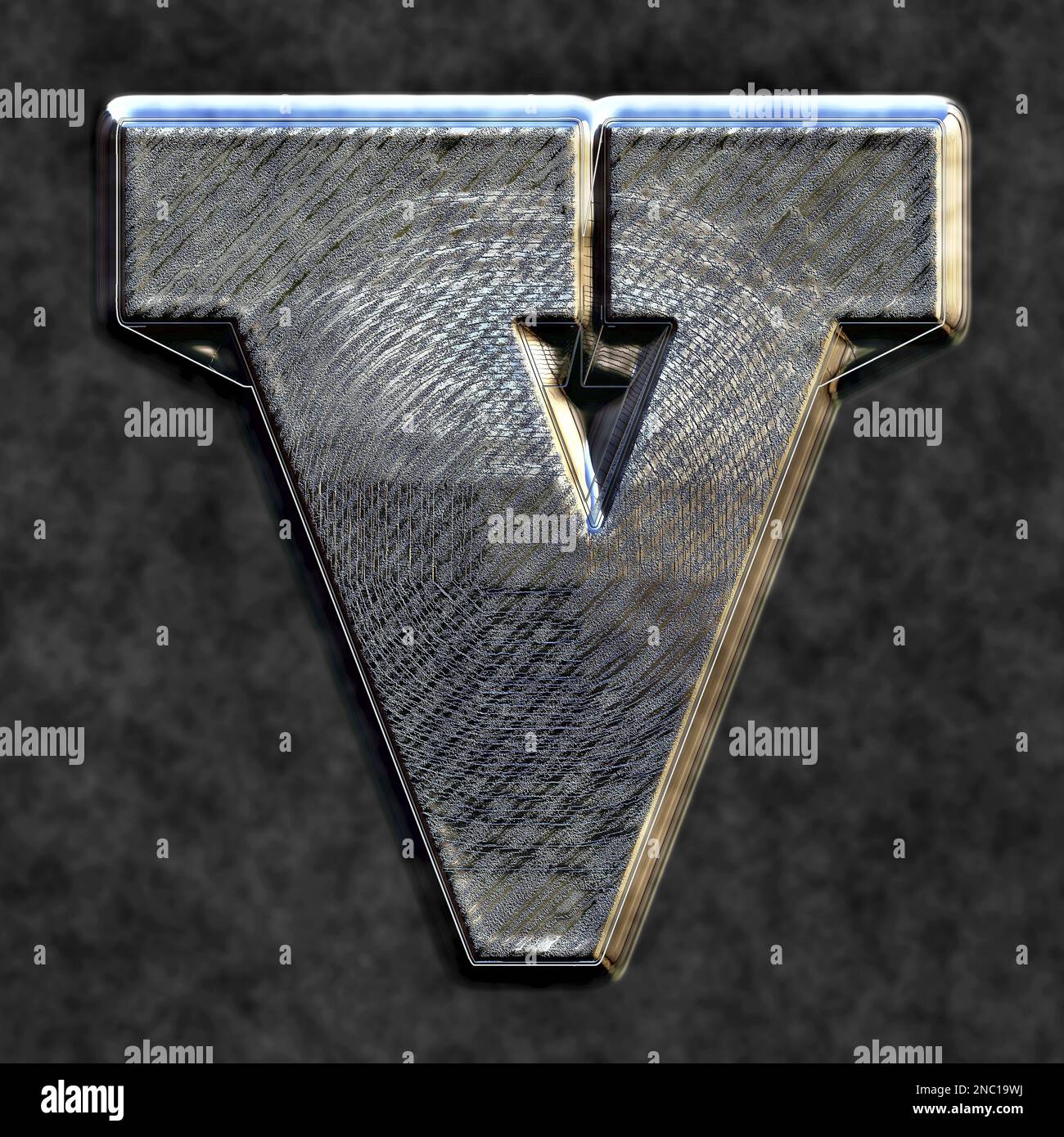 Capital letter V in 3D, glossy burnished metal Stock Photo - Alamy