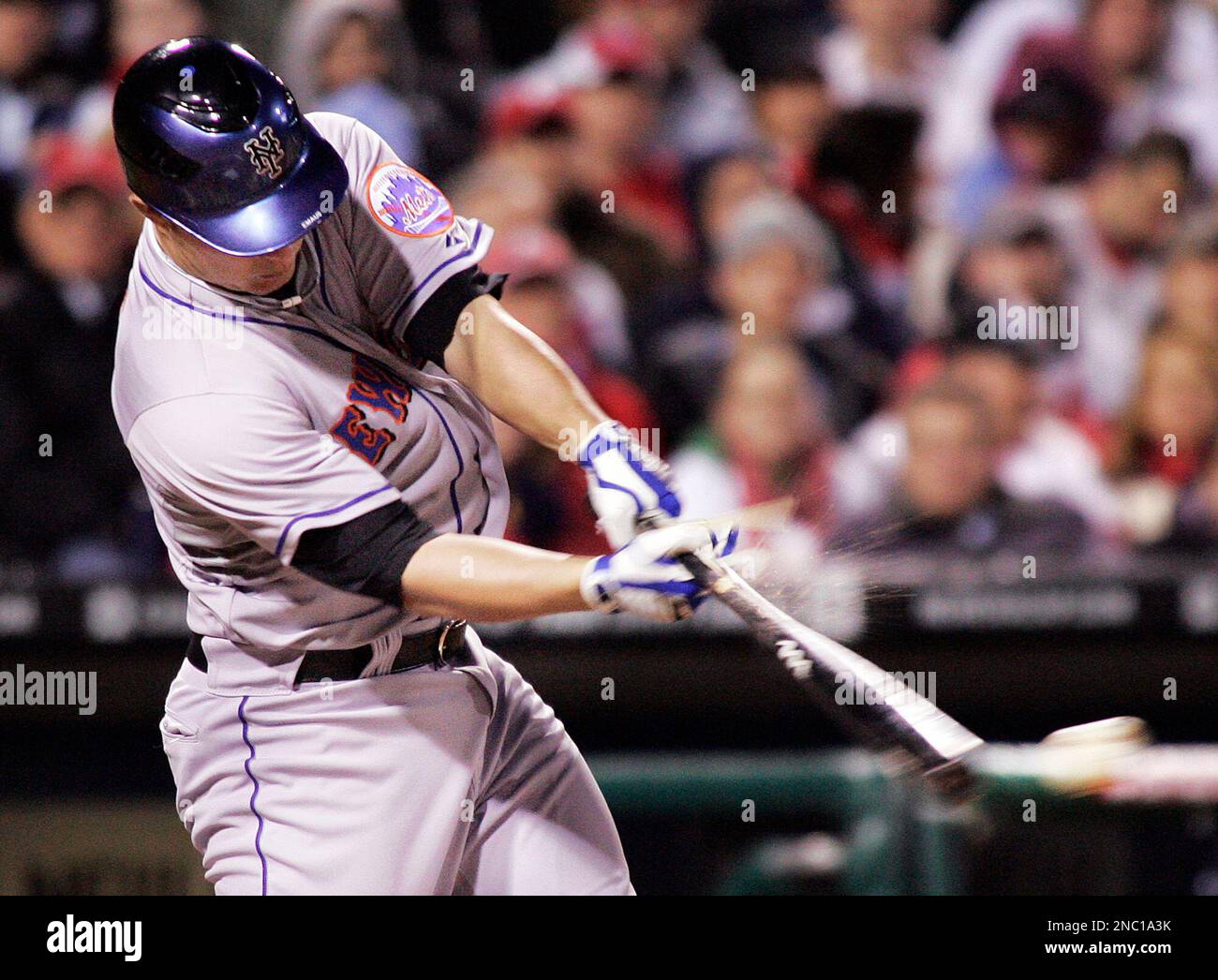 New York Mets Brad Emaus singles to center scoring Scott Hairston ...
