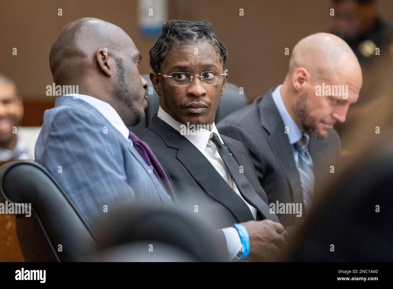 Young Thug is seen at a hearing on the YSL case in Atlanta on Thursday ...