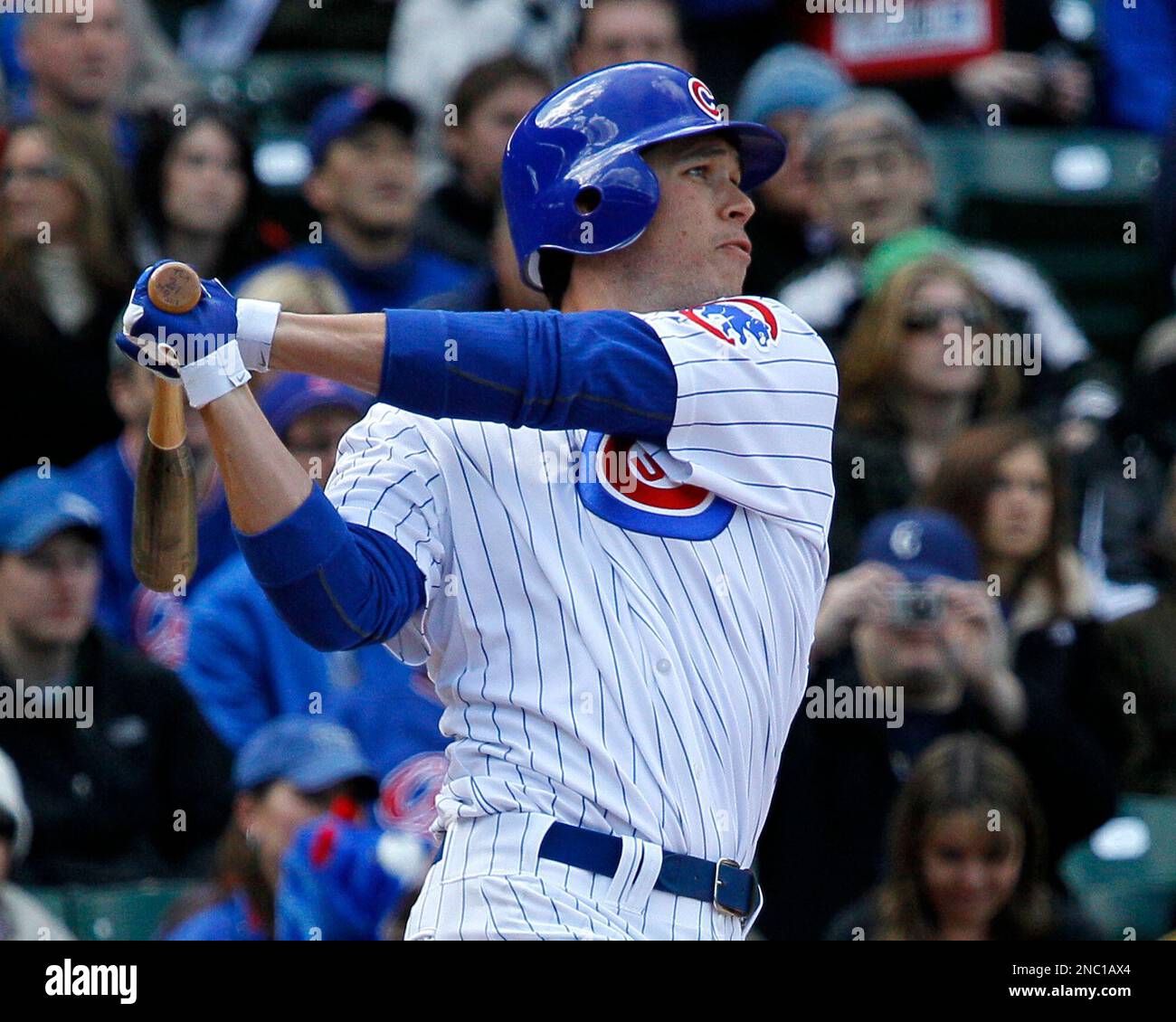 Chicago Cubs' Tyler Colvin hits a two-run home run off Arizona ...