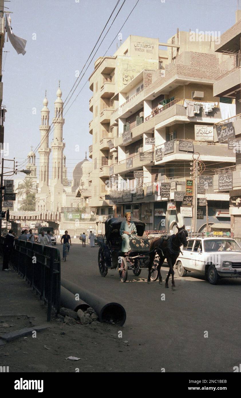 Streets in city Assiut in 1988. (AP Photo/Paola Crociani Stock Photo ...