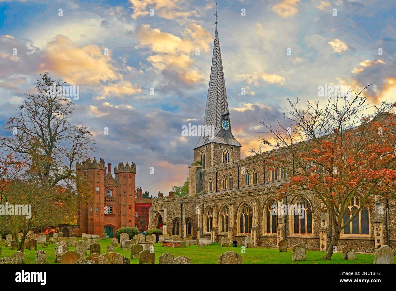 Deanery Tower and Saint Mary Church Hadleigh Suffolk UK Stock Photo - Alamy