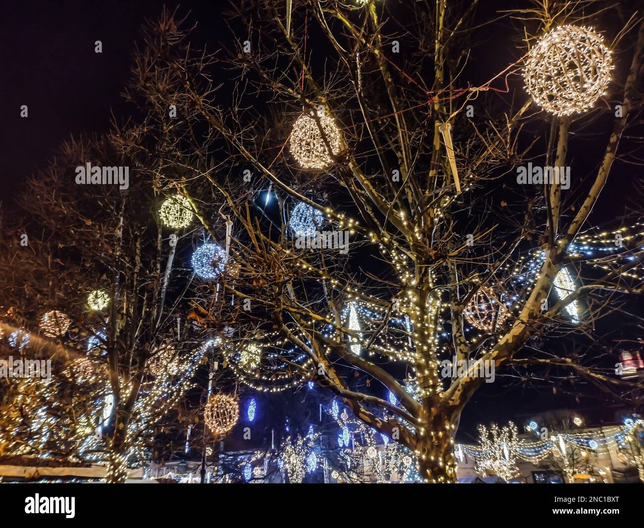 Christmas lights in Baia Mare city, Romania Stock Photo - Alamy