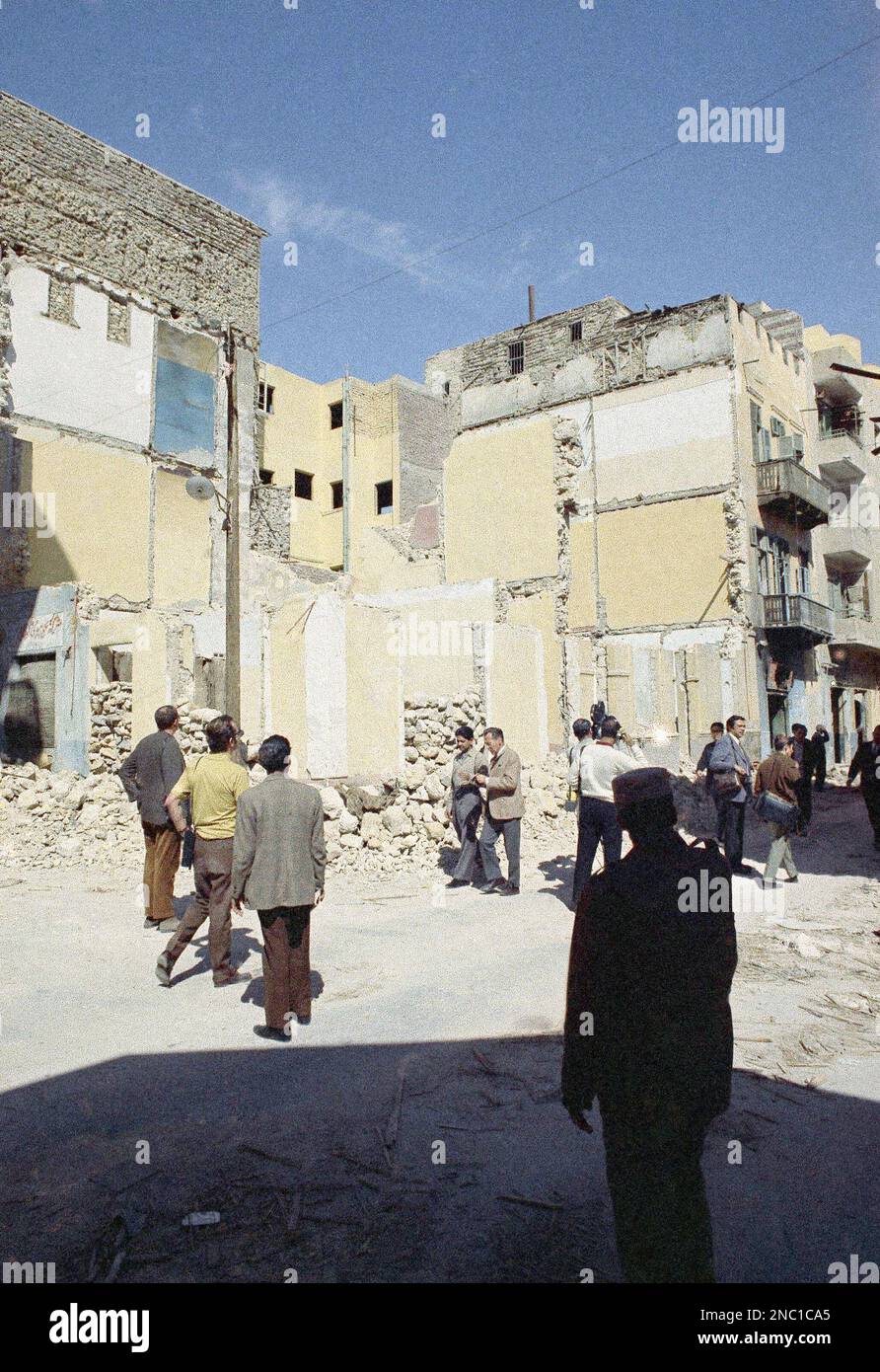 Views of the bombed city of Suez, Egypt in February 1970, showing what ...