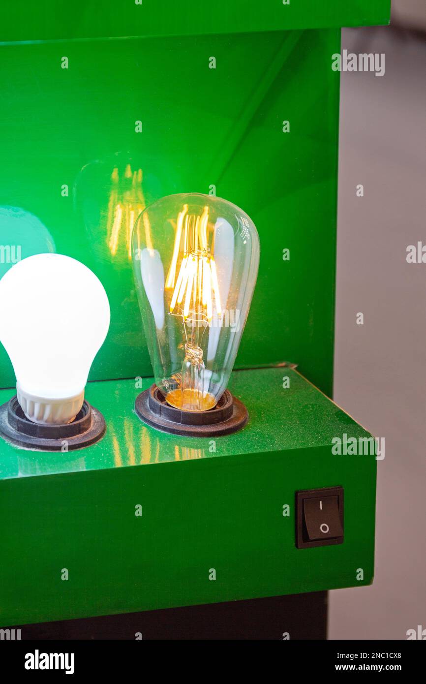 Modern and Retro Style Led Lights Illuminated Stock Photo - Alamy