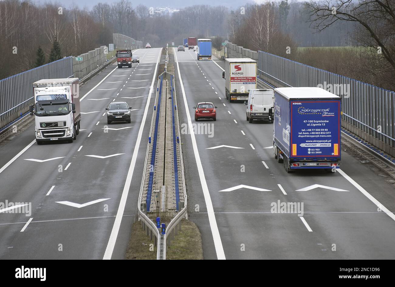 Keep apart chevrons motorway road markings and traffic on highway D48 ...