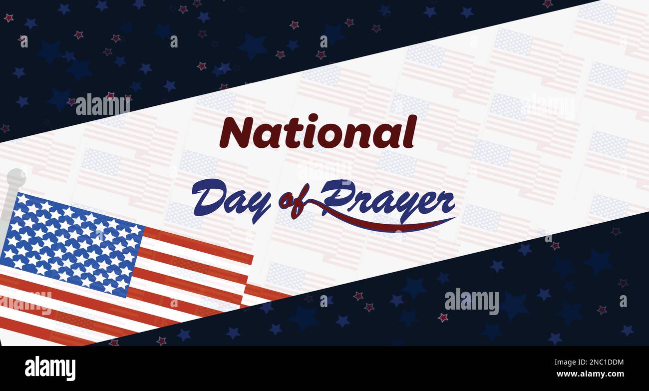 National Day of Prayer. Poster with text inscription on american flag ...