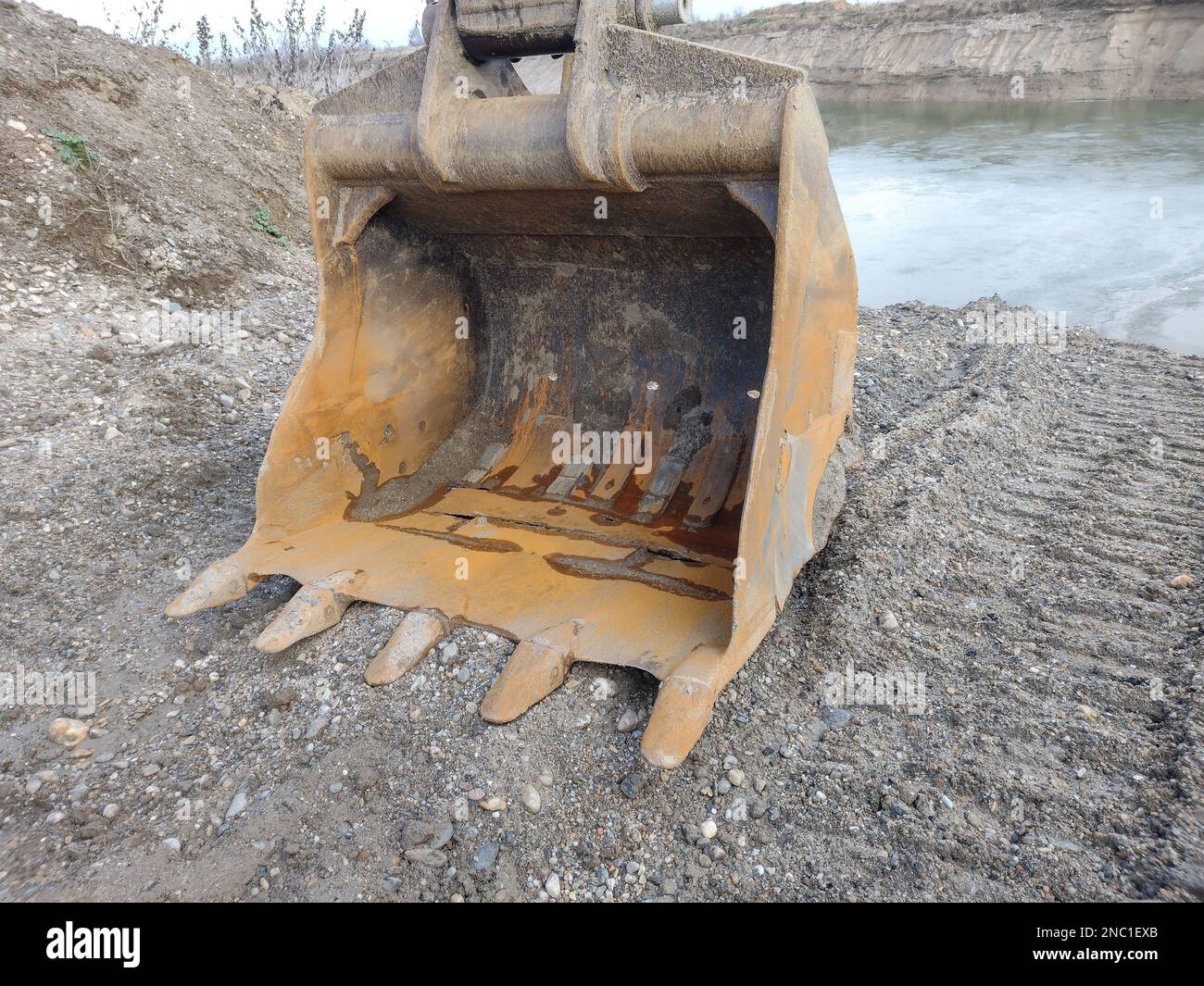 An excavator's bucket. Big machine Stock Photo - Alamy
