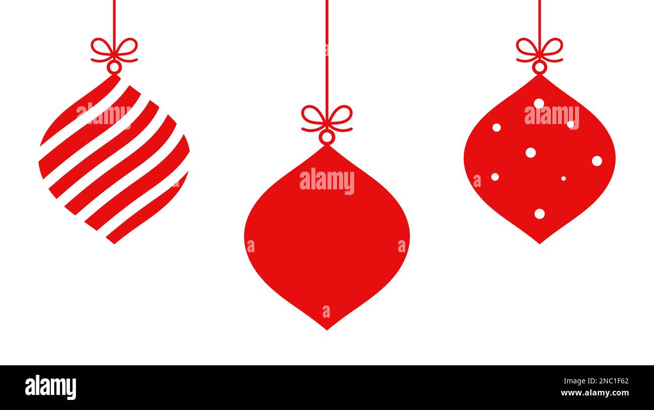 Christmas red hanging ornaments isolated on white background. Vector ...