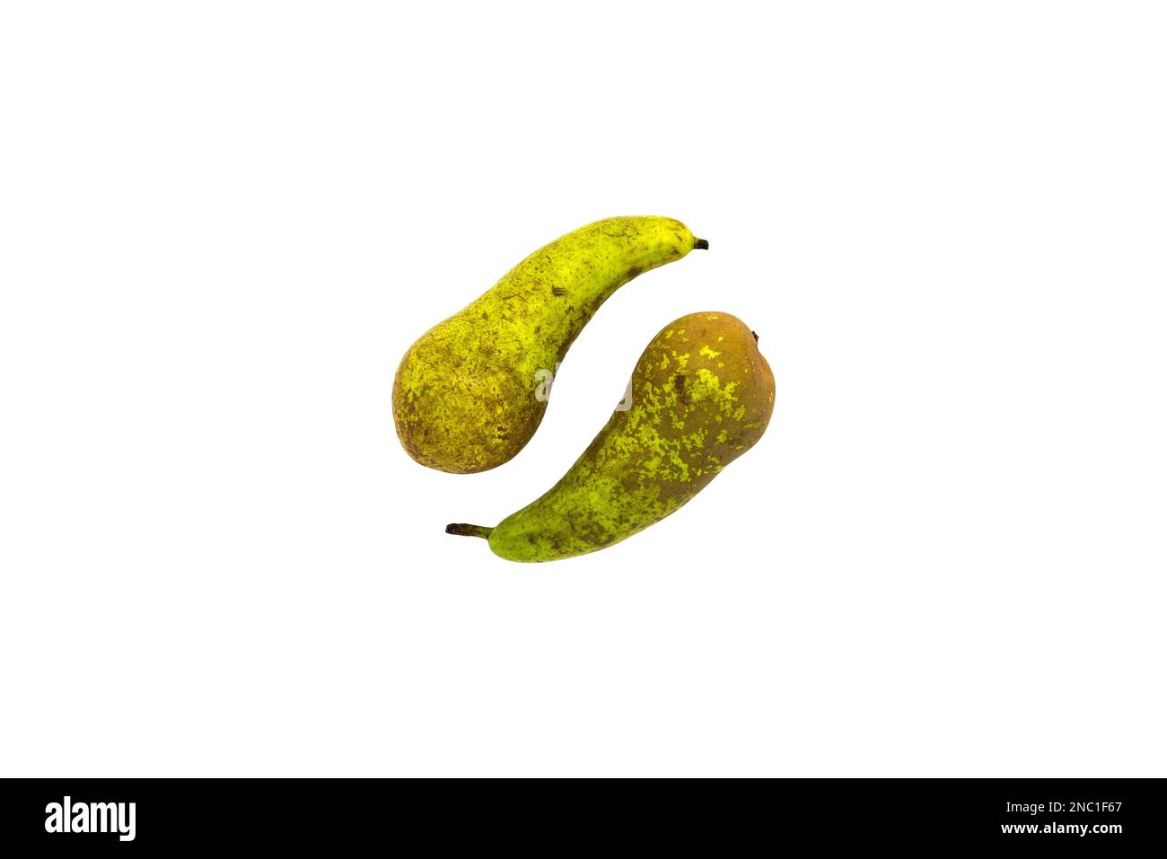 Two green pears top view, isolated on white background Stock Photo - Alamy