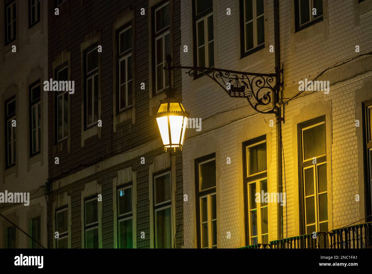 Streetlight lit at night in portugal hi-res stock photography and images - Alamy