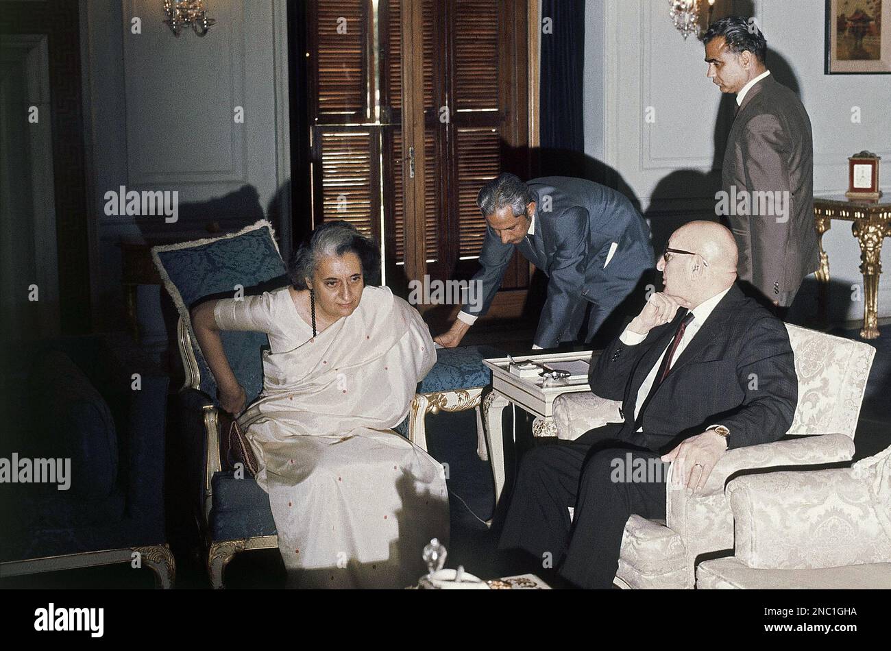 President Daoud of Afghanistan, also with Indira Gandhi, in New Delhi ...