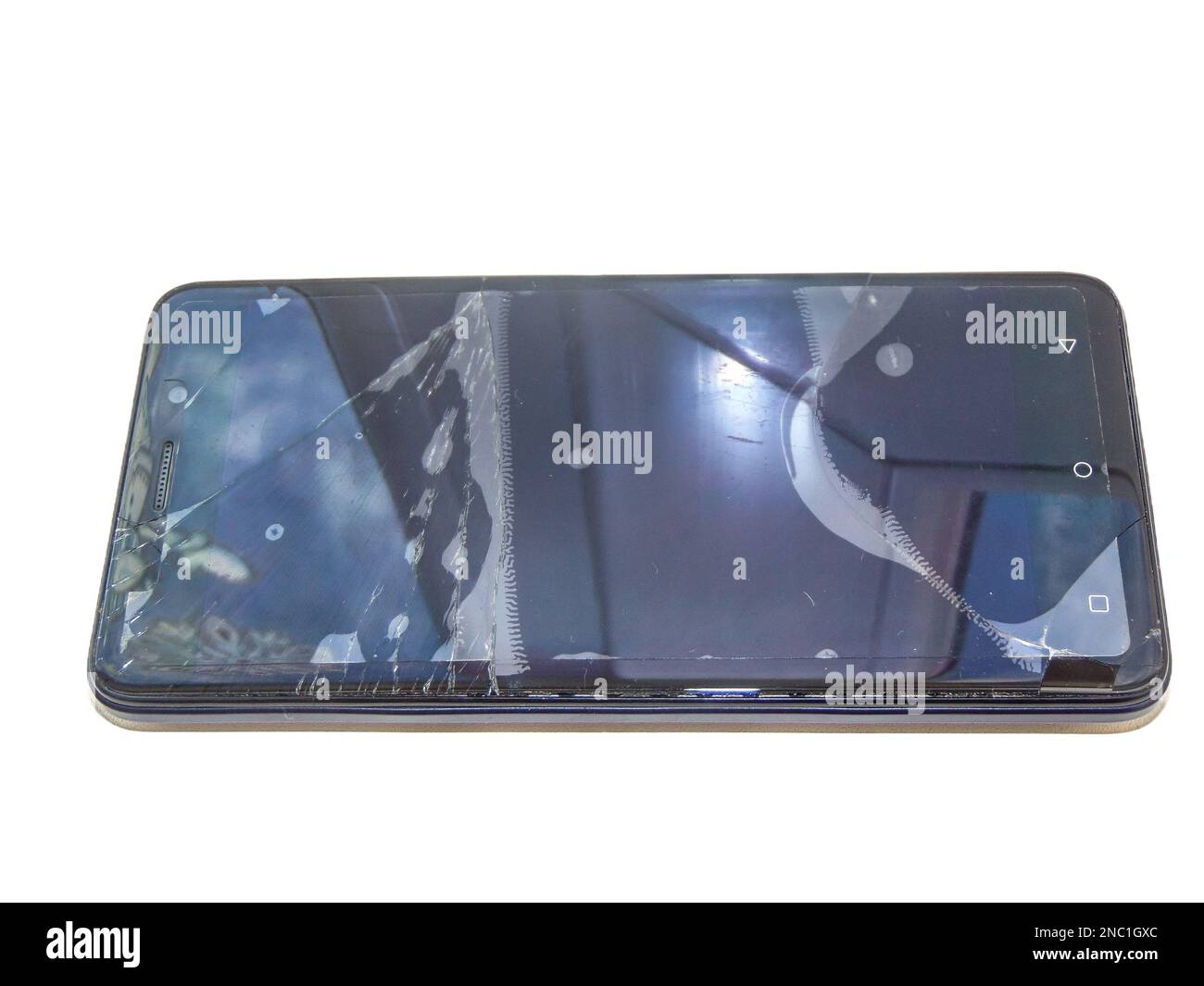 Smartphone with broken screen. Broken smartphone Stock Photo - Alamy