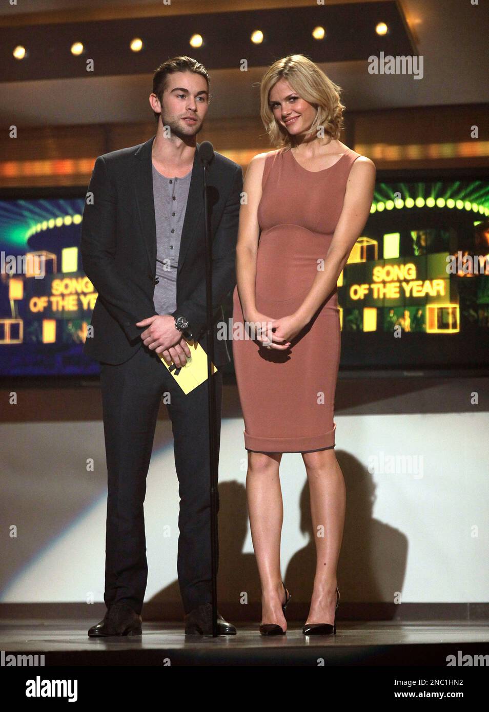 Chace Crawford and Brooklyn Decker present the award for song of the ...