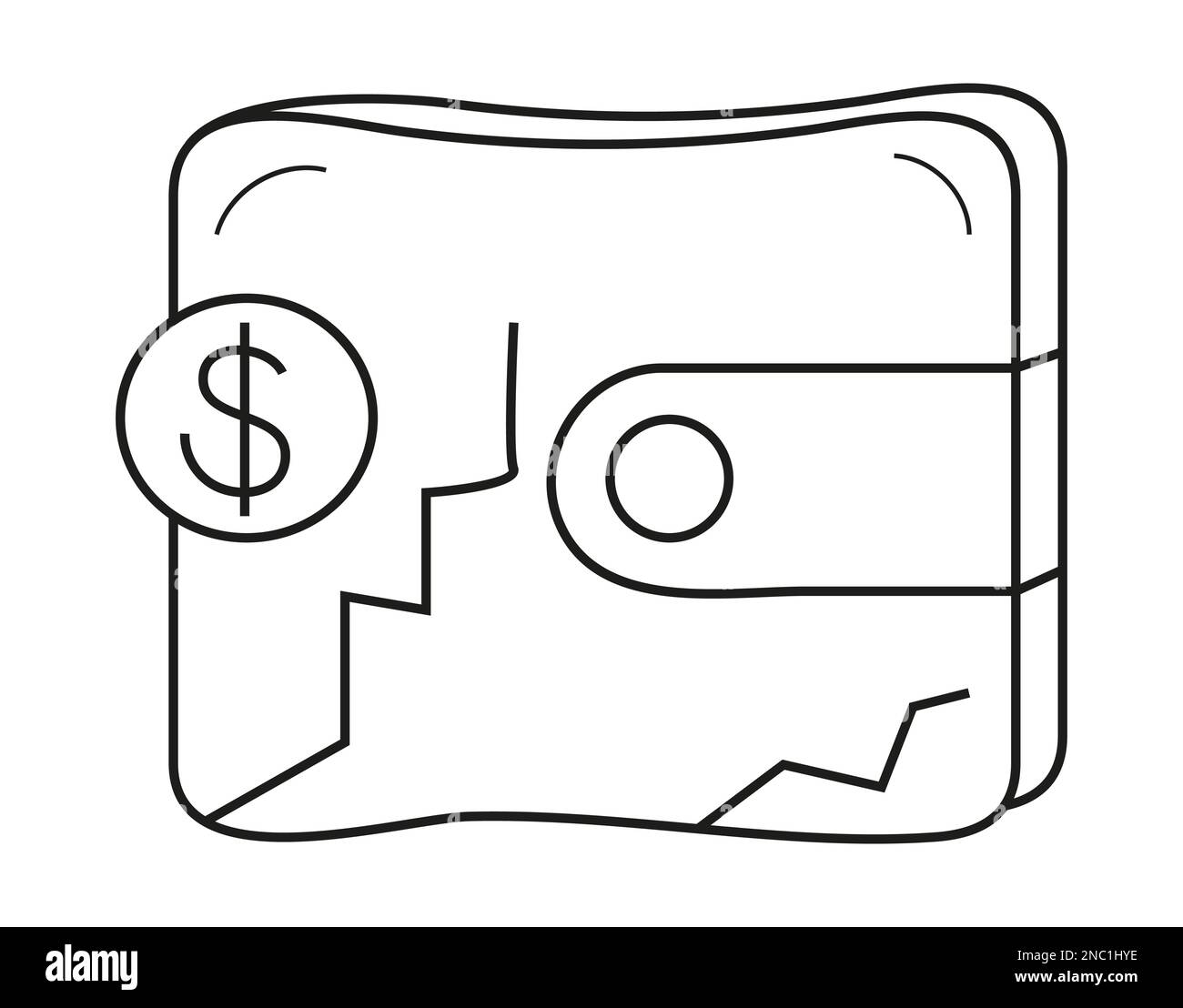 Financial crisis icon in line style. Wallet without money. Broken ...