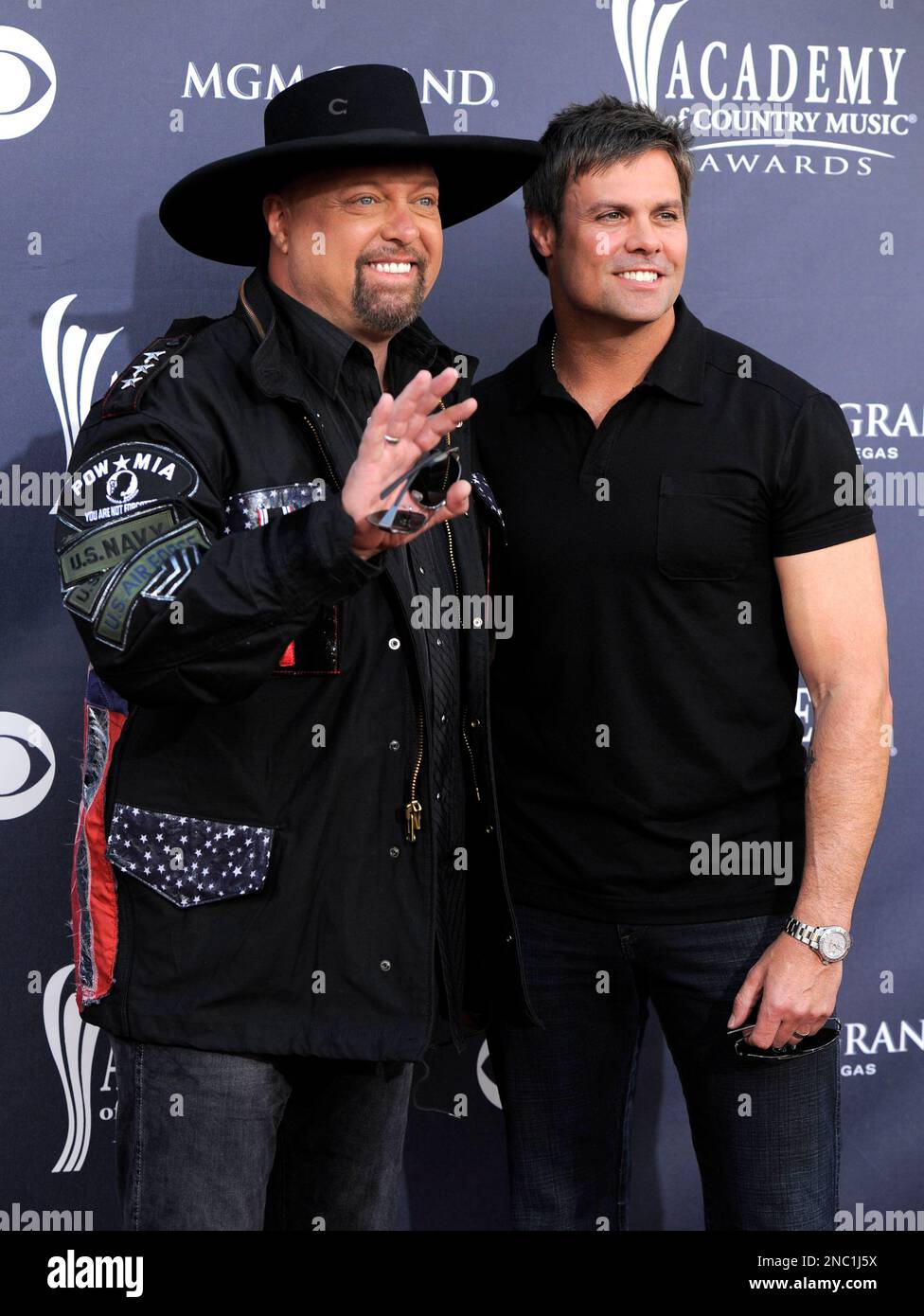 Eddie Montgomery, left, and Troy Gentry of Montgomery Gentry arrive at ...