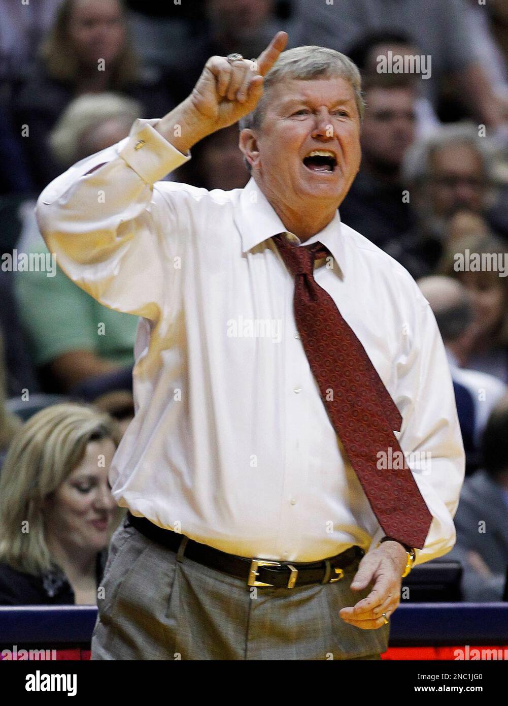 Texas A&M head coach Gary Blair shouts out to his team in the second ...