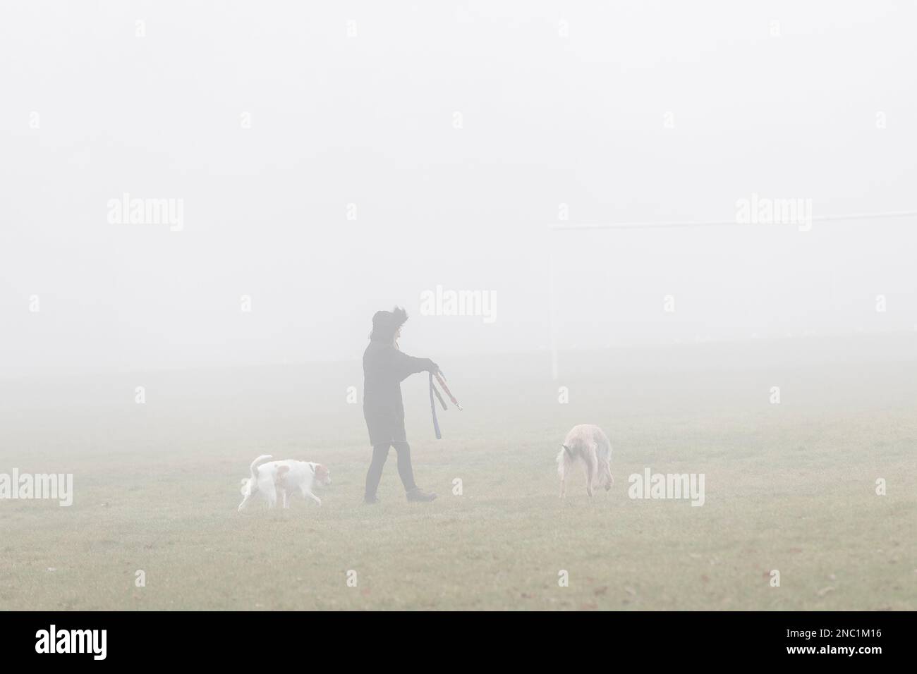 Northampton, UK. Weather. Heavy mist in Abington Park did not stop ...