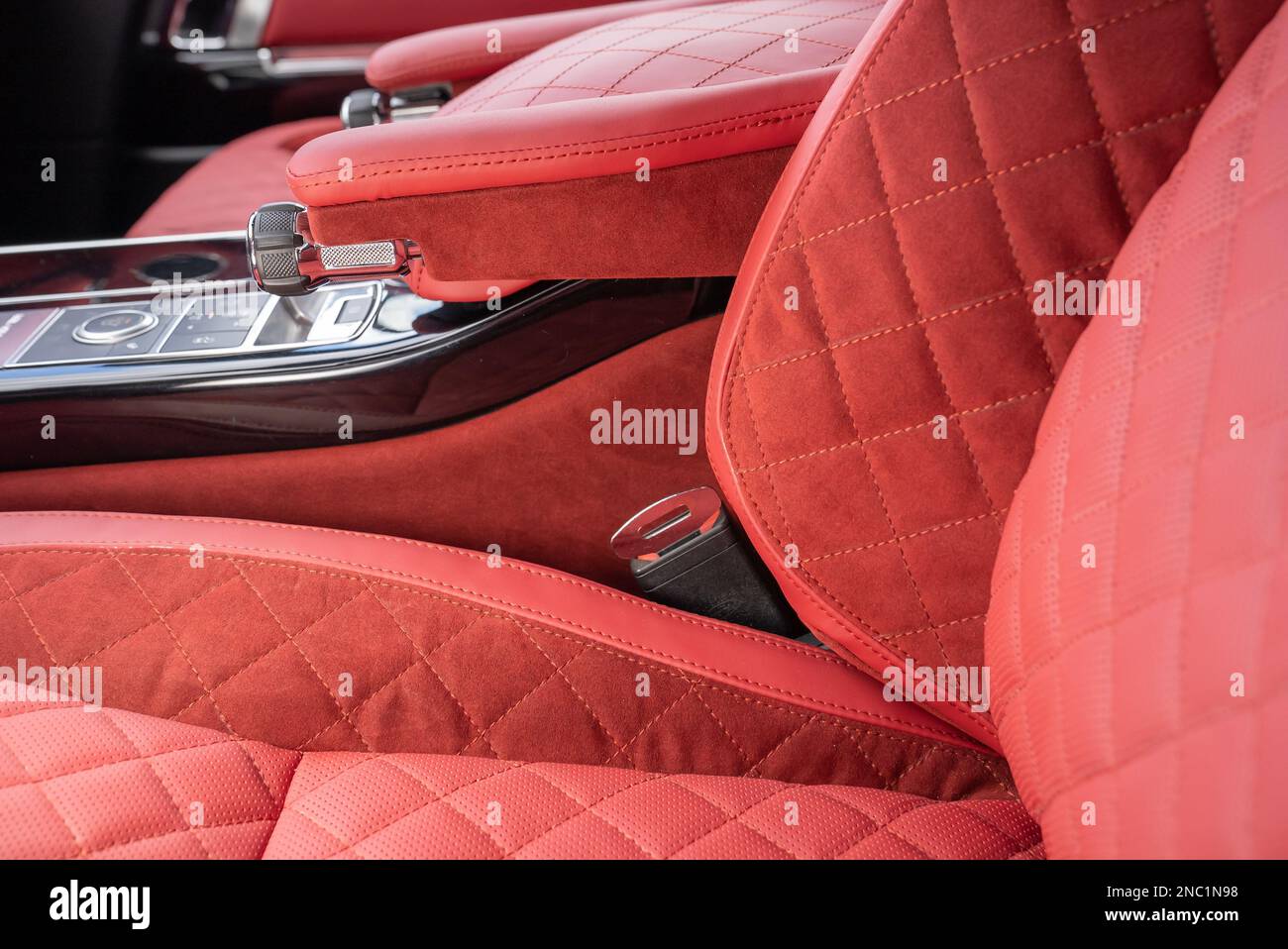 A red interior of a modern car Stock Photo - Alamy