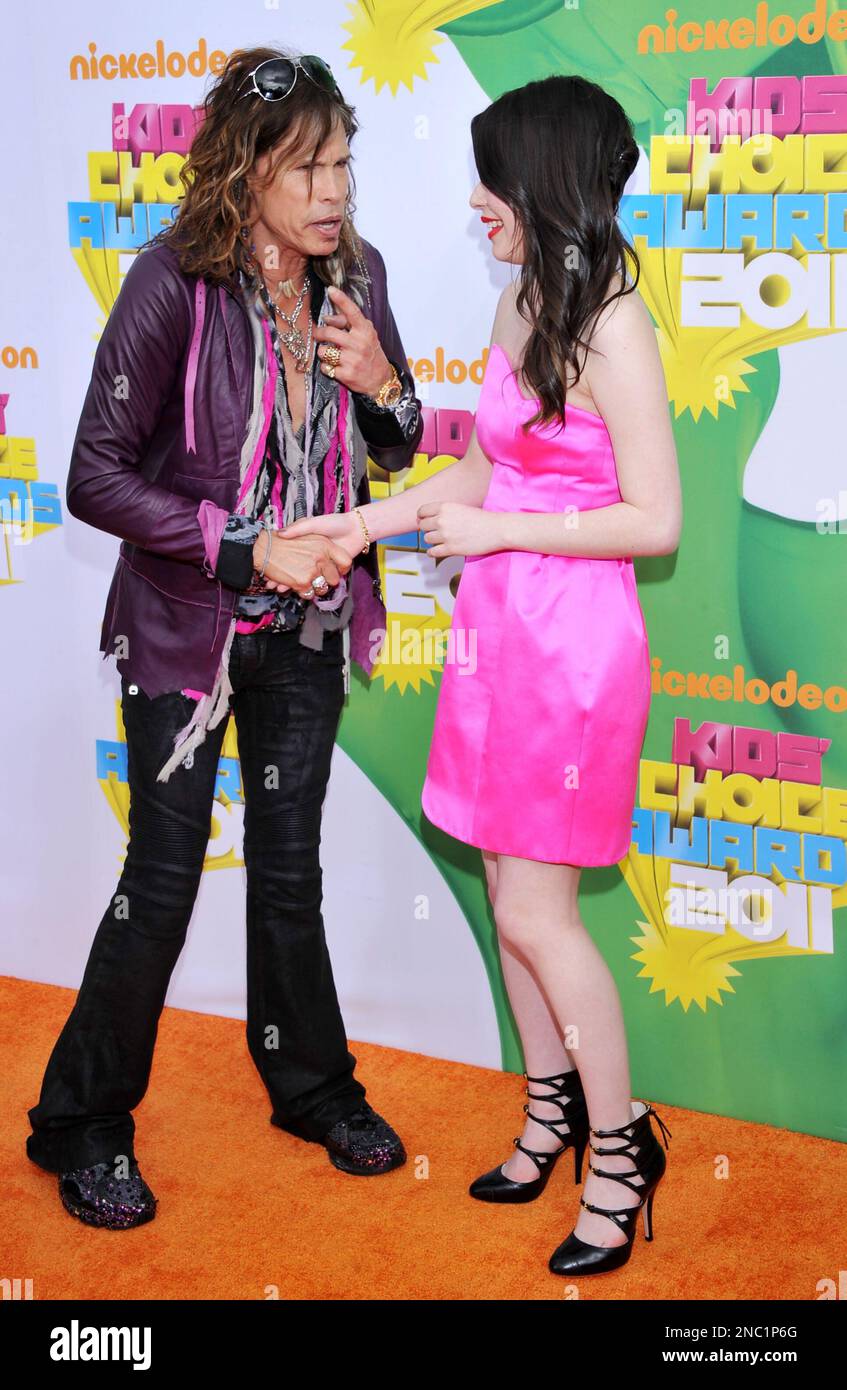 Steven Tyler, left, and Miranda Cosgrove arrive at Nickelodeon's 24th ...