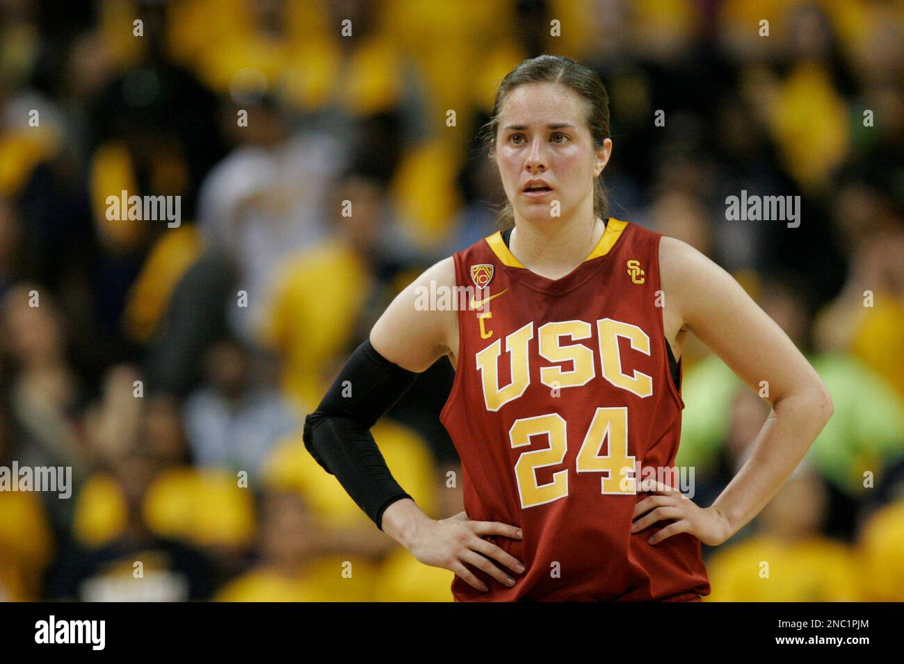 Southern California guard Ashley Corral (24) looks on Saturday, April 2 ...