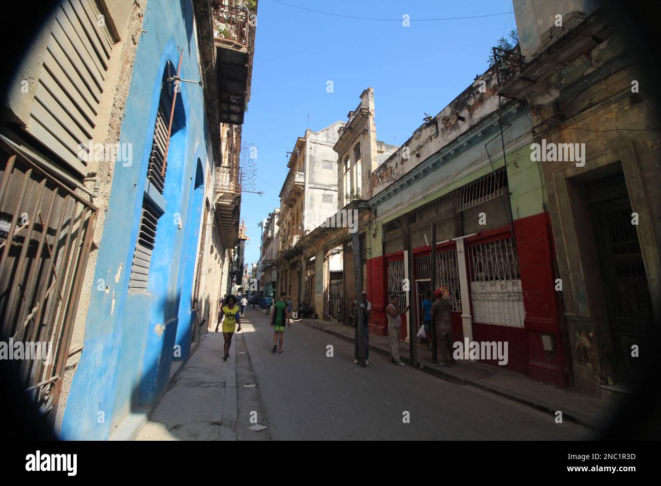 Street in a historical center of Havana, capital city of Cuba Stock ...