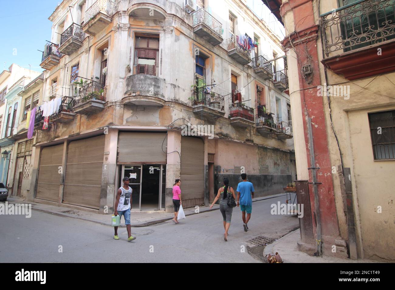 A street in Old Town Havana, Cuba. Reality of everyday life in Central ...