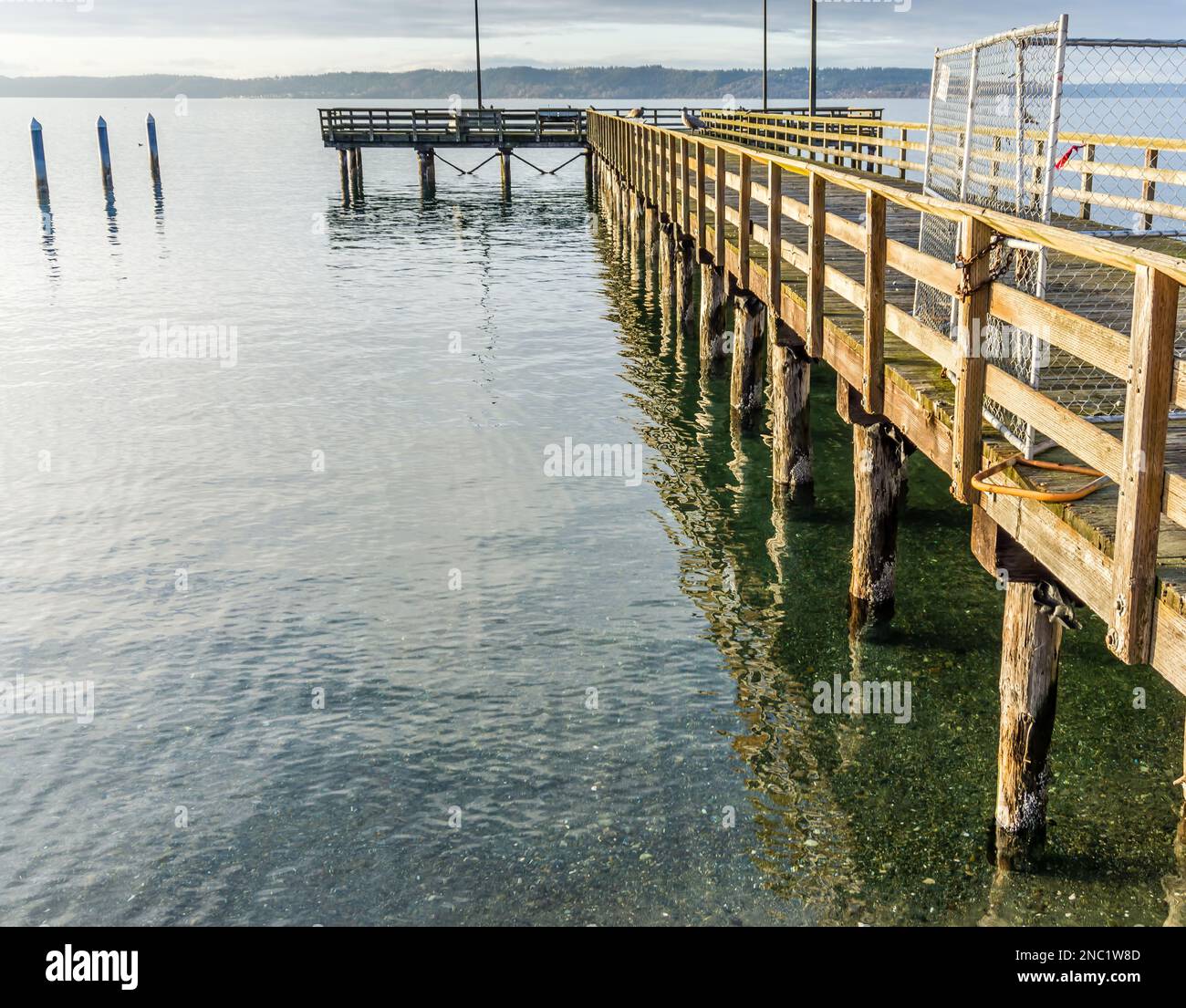Empty wooden pier at Redondo Beach, Washington Stock Photo - Alamy
