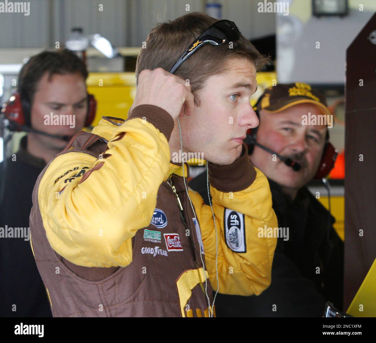 David Ragan gets ready to get in his car during practice for Sunday's ...