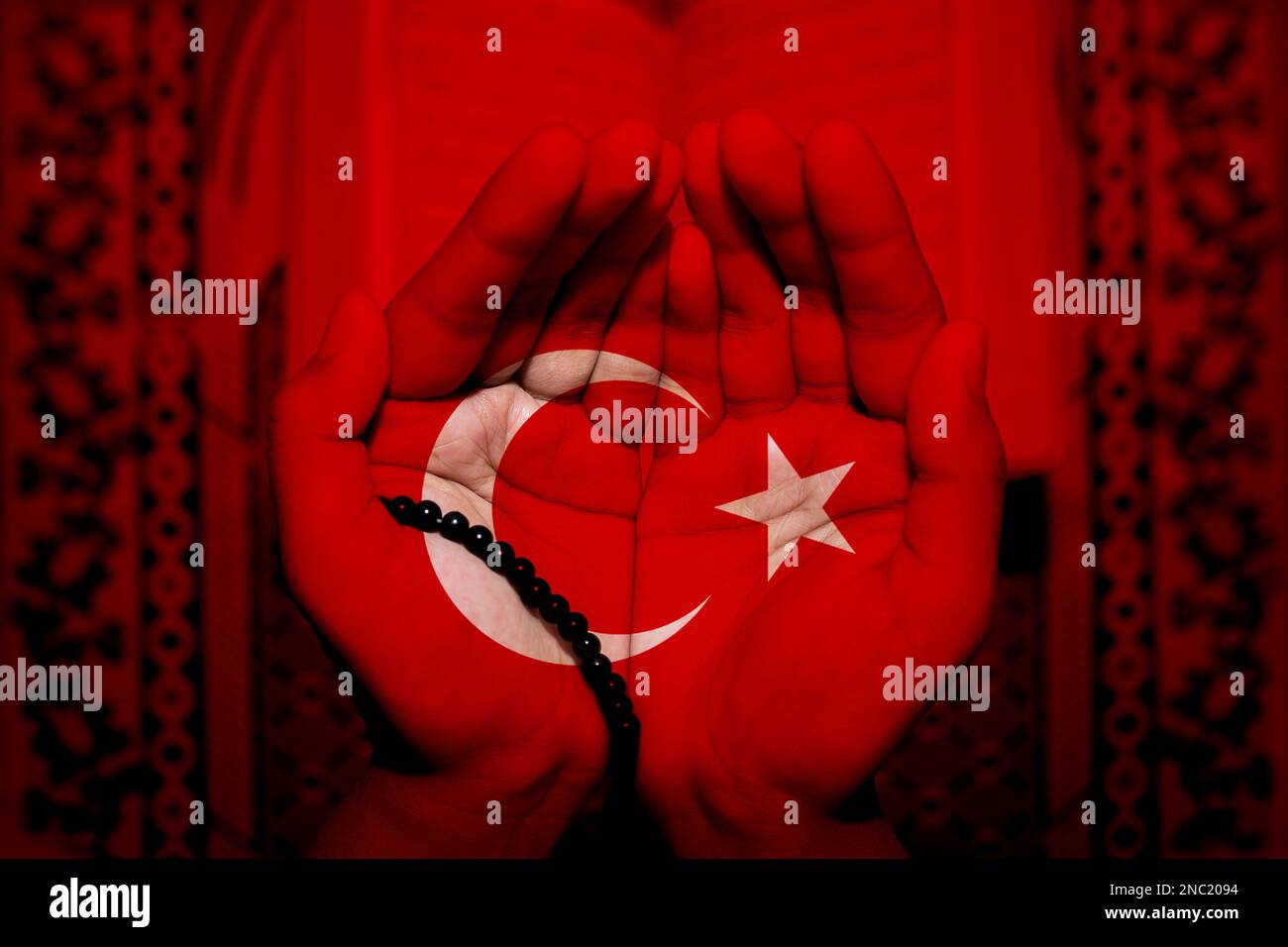 A Muslim woman raises her hands to pray. Support and prayers for ...