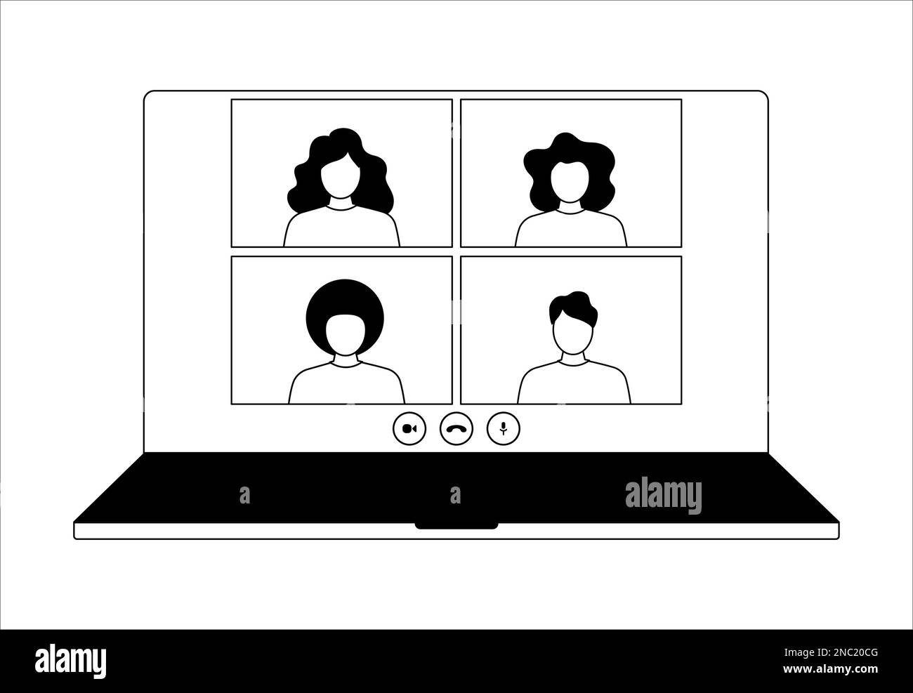 Video conference symbol with four users. Meeting icon with people Stock ...