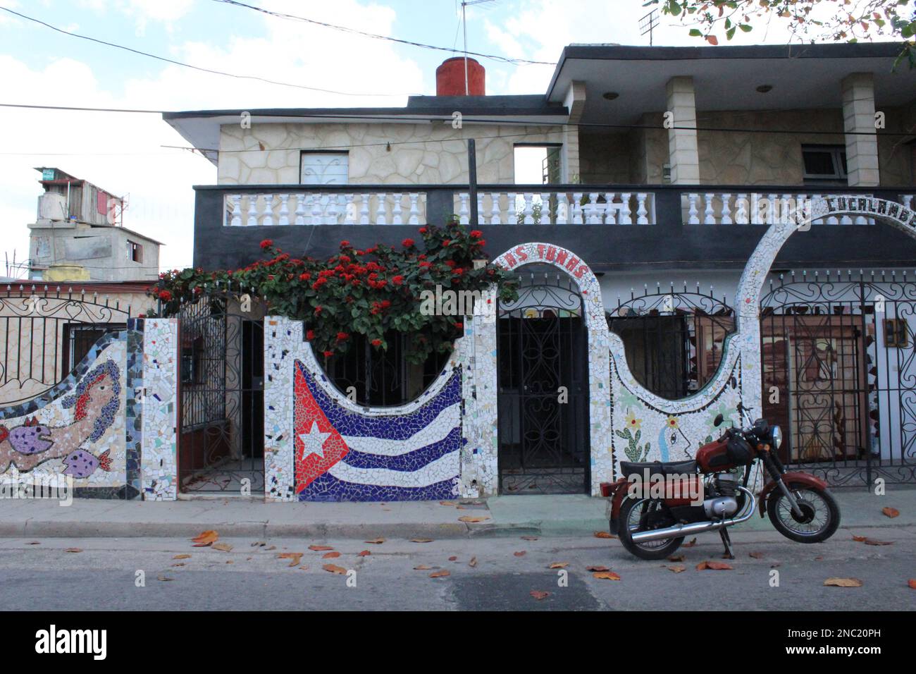 Colorful streets with street art in Fusterlandia neighbourhood outside ...